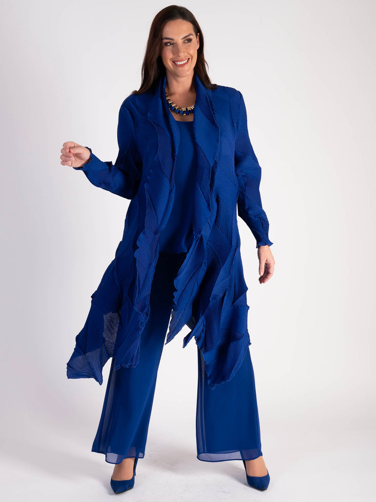 Cobalt 3-D Pleated Long Shrug | Chesca Direct