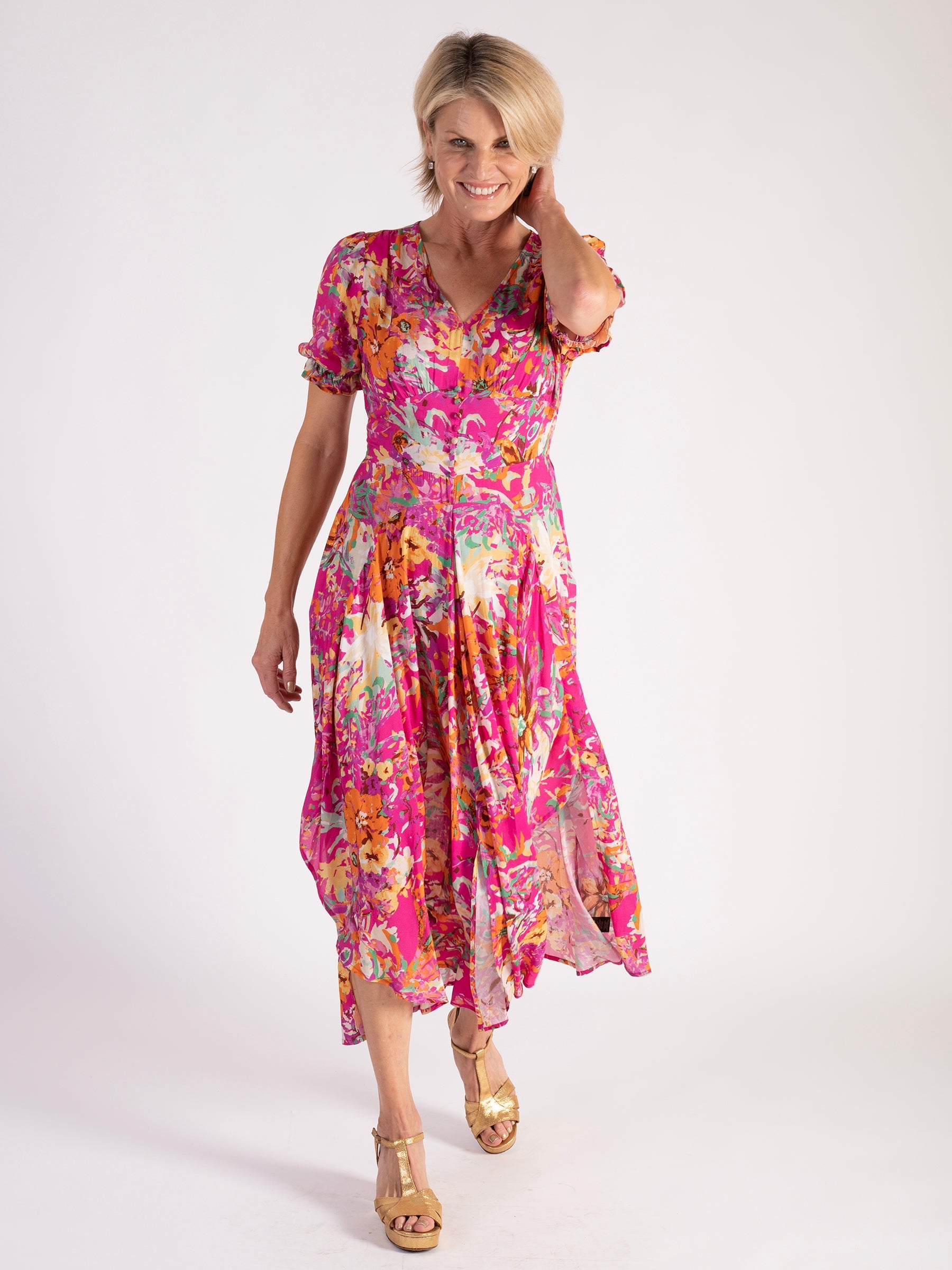 Cerise Bloom Tea Dress | Chesca Direct