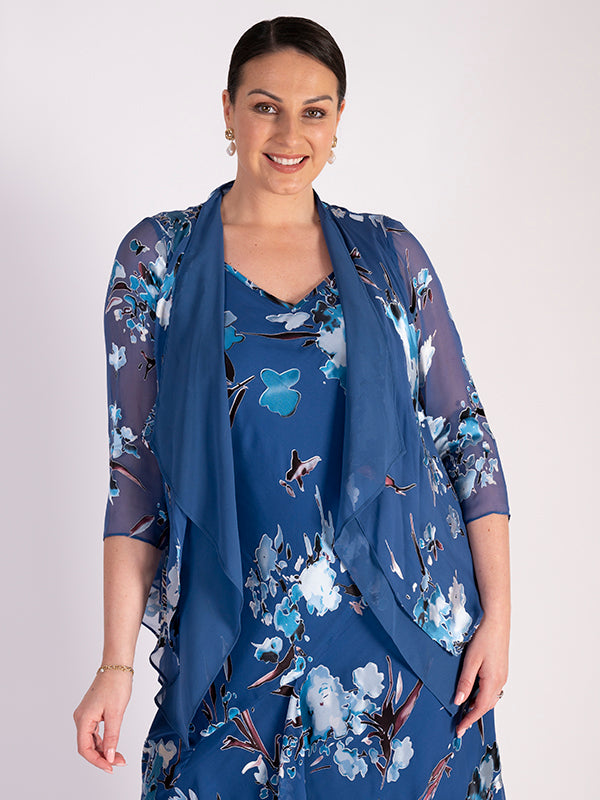 Bluebird Floral Print Silk Devore Layered Shrug | Chesca Direct