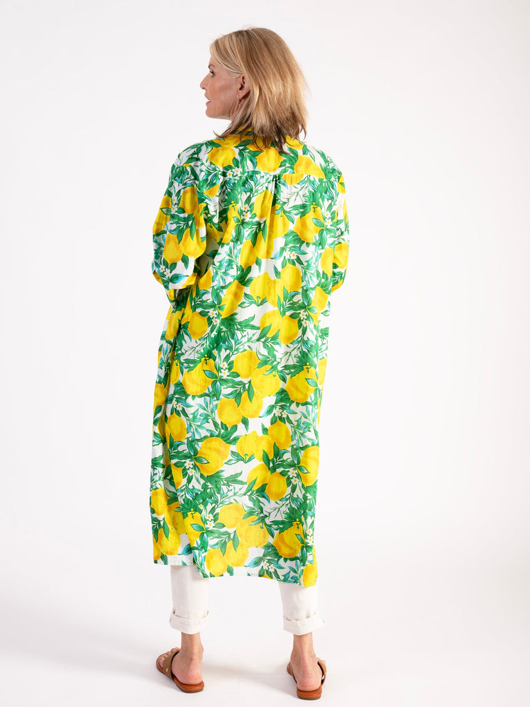 Amalfi Print Hand Beaded Longline Shirt Dress with Elliptical Hemline ...