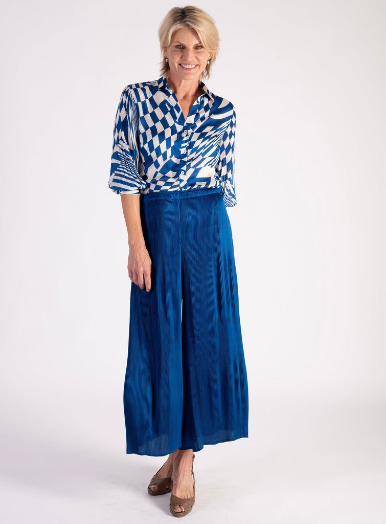Royal Blue Pleated Trousers | Chesca Direct