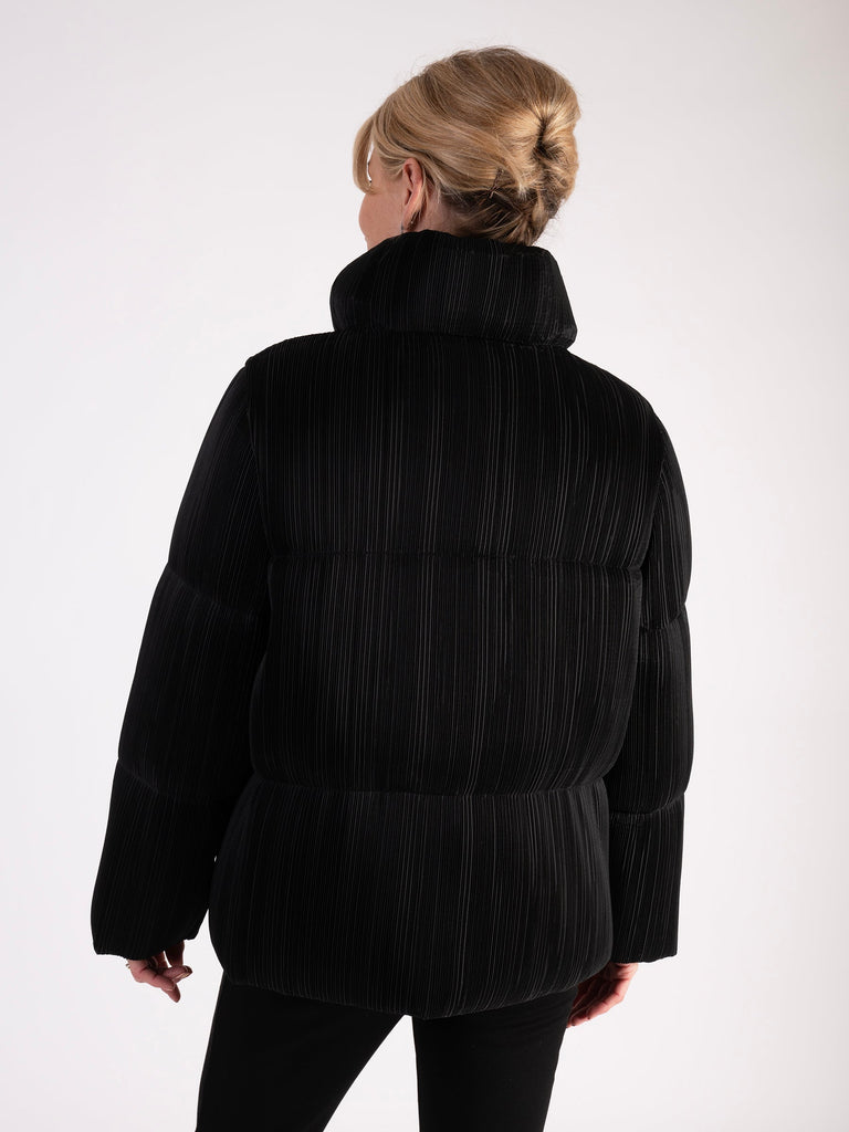 Black Pleated Puffer Coat | Chesca Direct