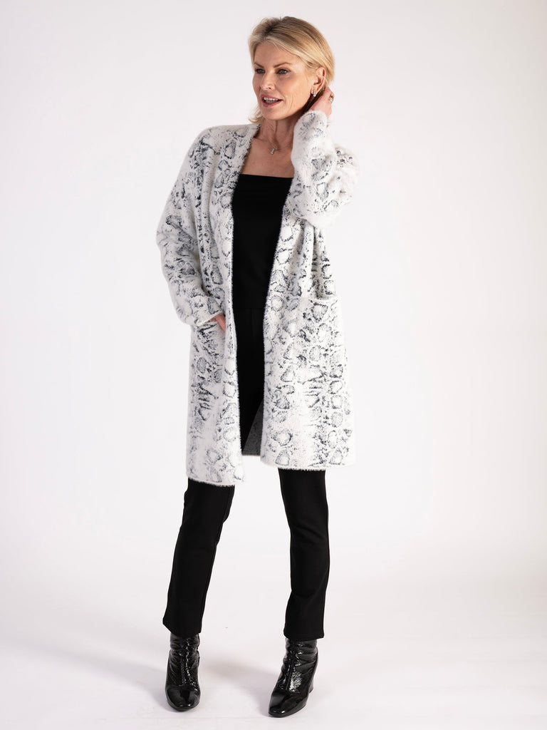 Ivory/Silver Pattern Cardigan | Chesca Direct