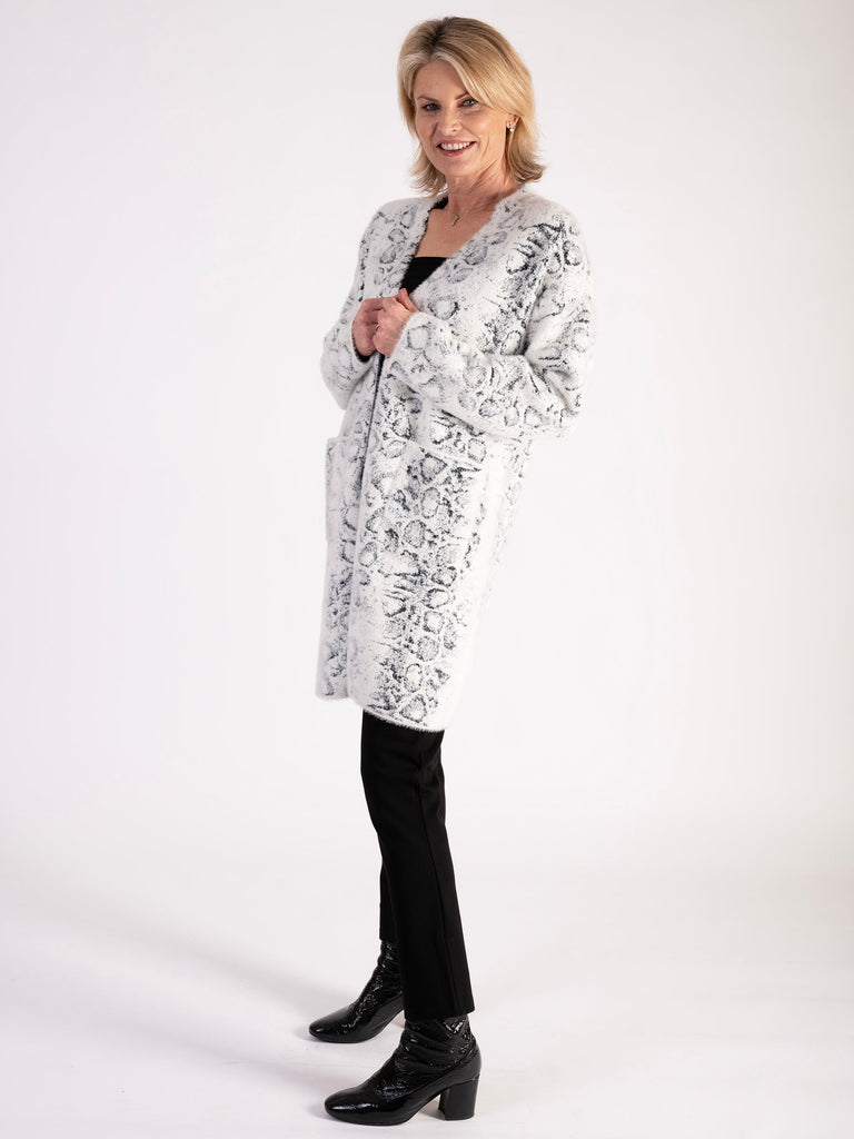 Ivory/Silver Pattern Cardigan | Chesca Direct