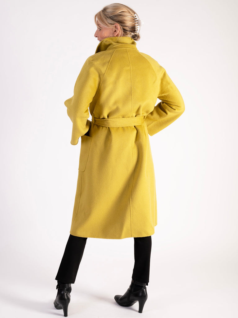Luxury Mustard Cashmere Wool Mix Long Coat | Chesca Direct