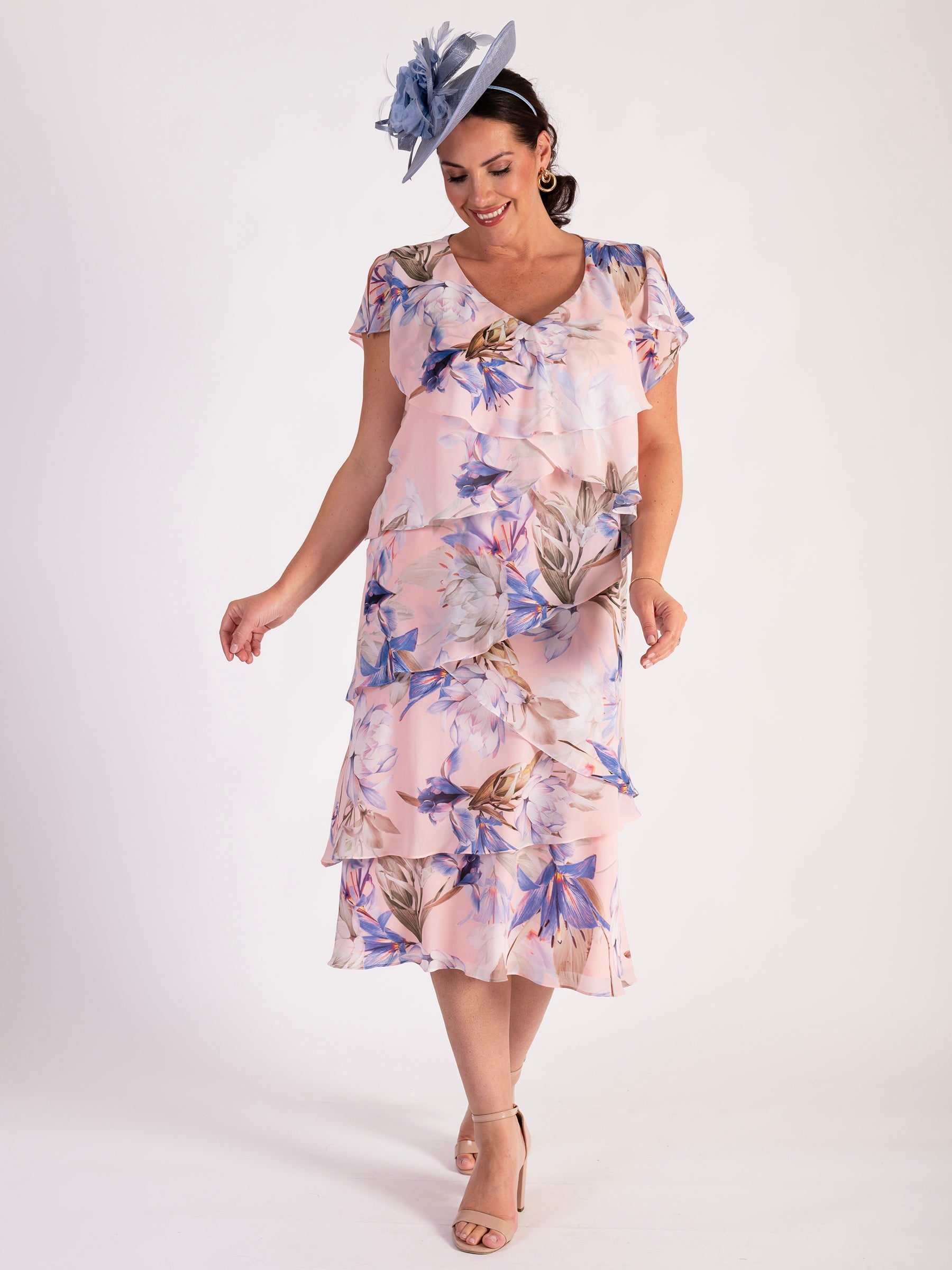 Pink Lily Printed Chiffon Multi Layer Dress | Chesca Direct
