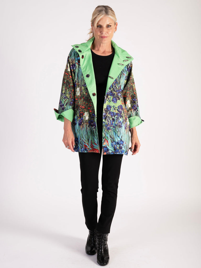 Van Gogh Irises / Green Reversible Raincoat | Chesca Direct