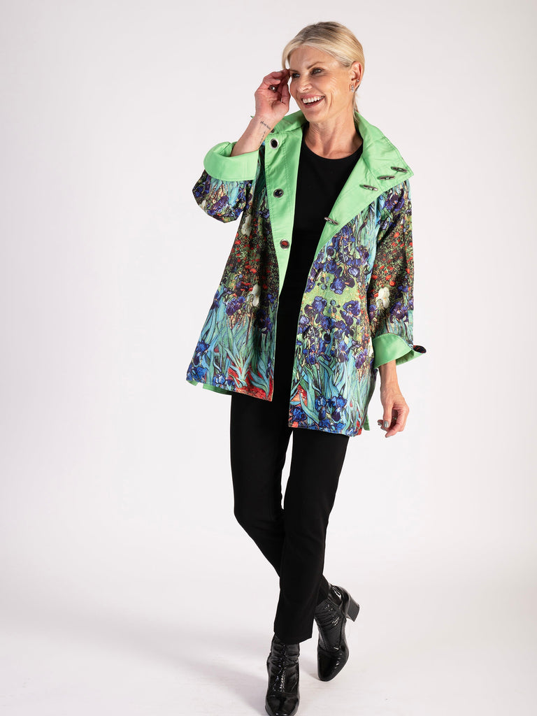 Van Gogh Irises / Green Reversible Raincoat | Chesca Direct