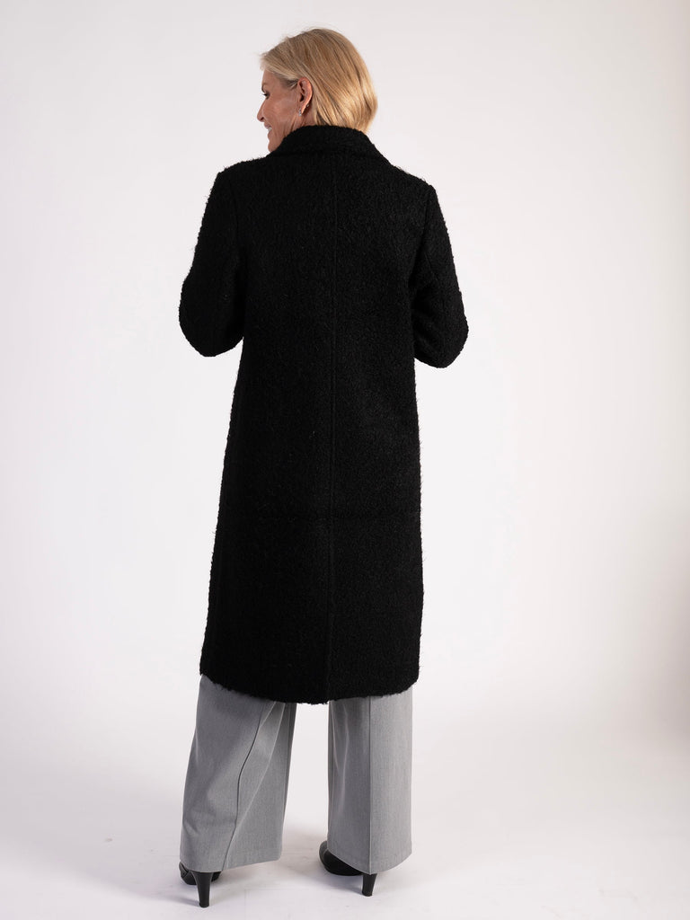 Black Soft Textured Wool Mix Coat | Chesca Direct