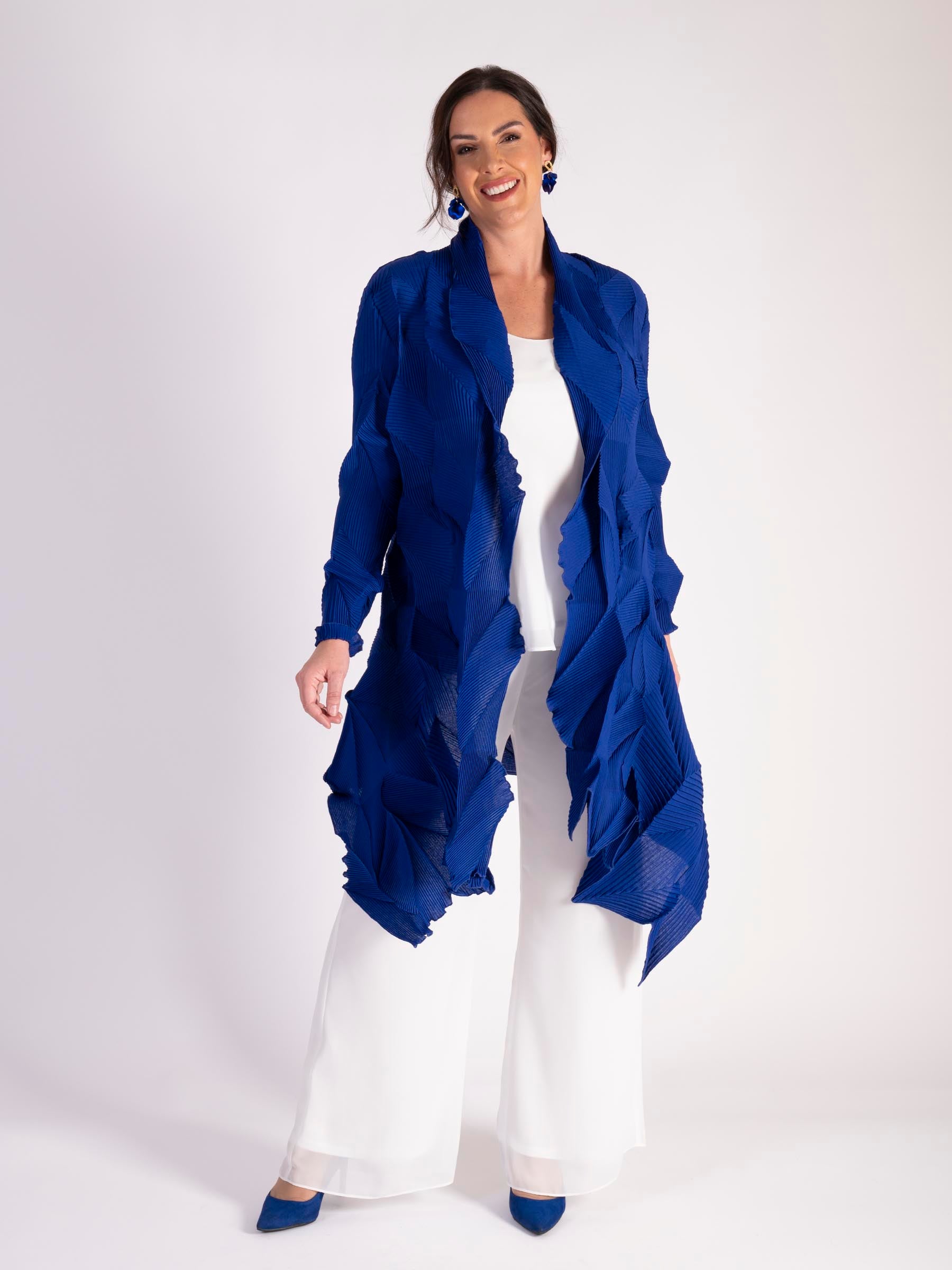Cobalt 3-D Pleated Long Shrug | Chesca Direct