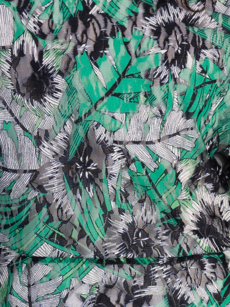 Green/Navy/Ivory Oasis Printed Mesh Pintuck Seamed Dress | Chesca Direct