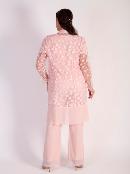 Blossom Mesh Coat with 3-D Embroidered Daisies and Chiffon Trim ...