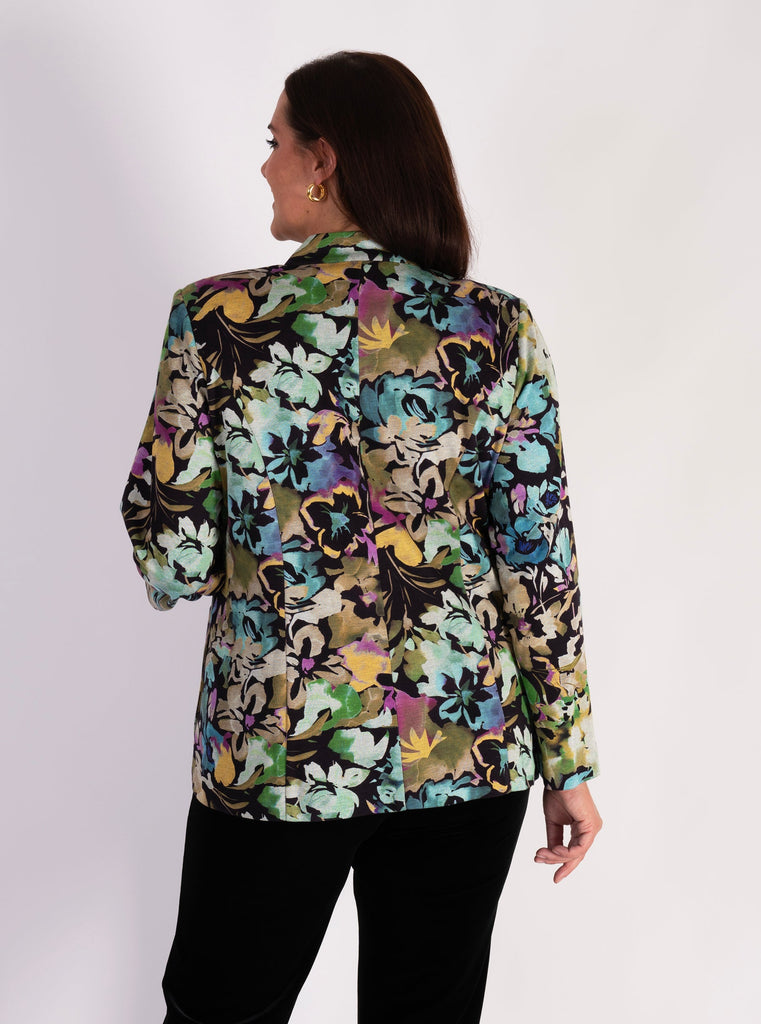 Glamorous Black/Multi Garden Flower Jacket with Gold Stud Fastenings ...