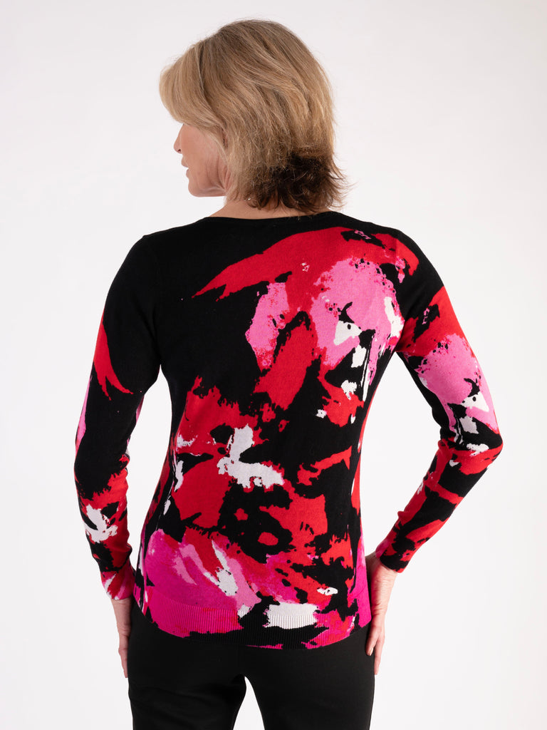 Black/Red Roses Jumper | Chesca Direct