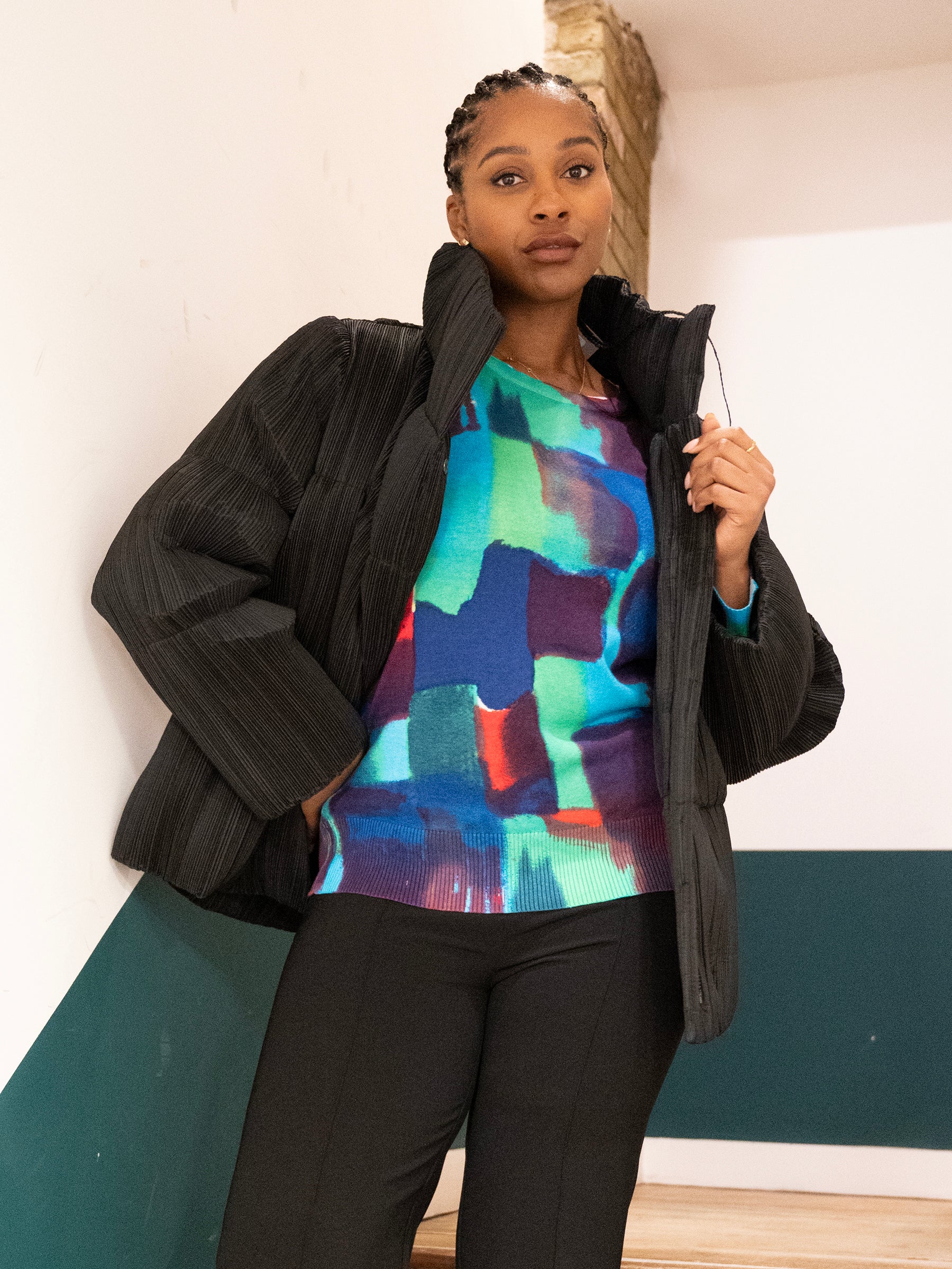 Black Pleated Puffer Coat | Chesca Direct