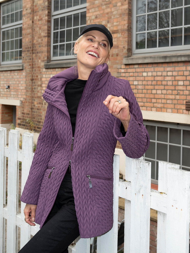Hyacinth Cable Embroidered Quilted Coat | Chesca Direct