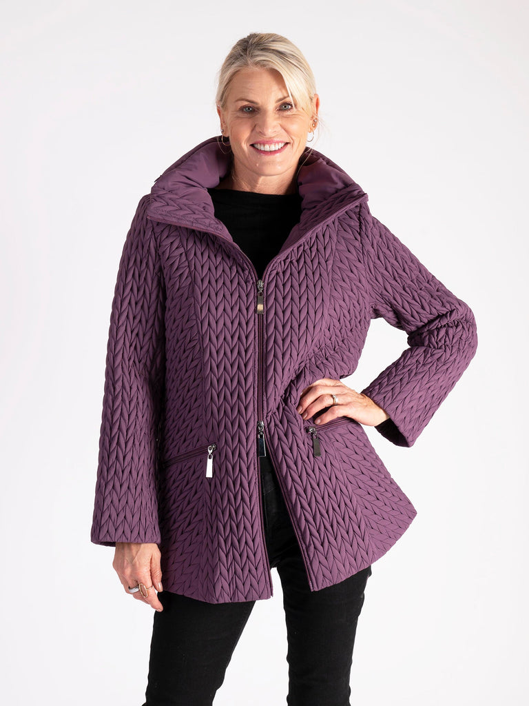 Hyacinth Cable Embroidered Quilted Coat | Chesca Direct