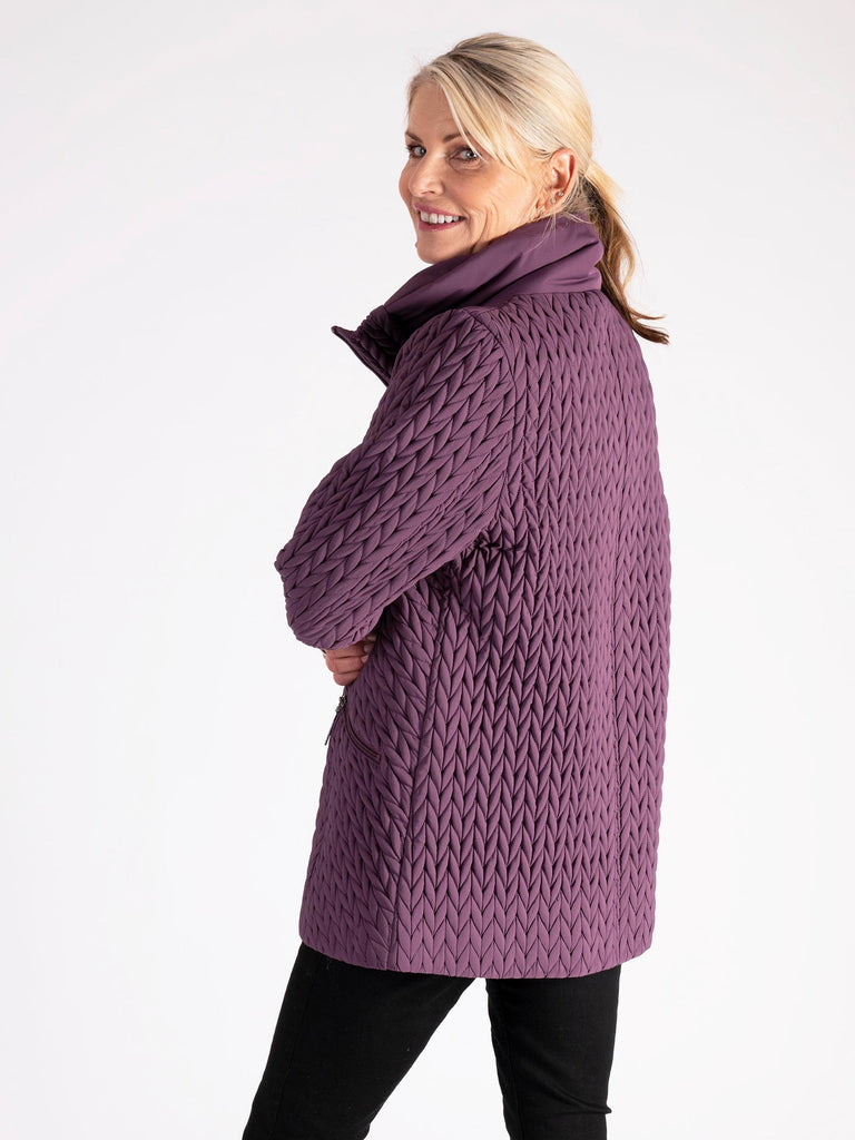 Hyacinth Cable Embroidered Quilted Coat | Chesca Direct