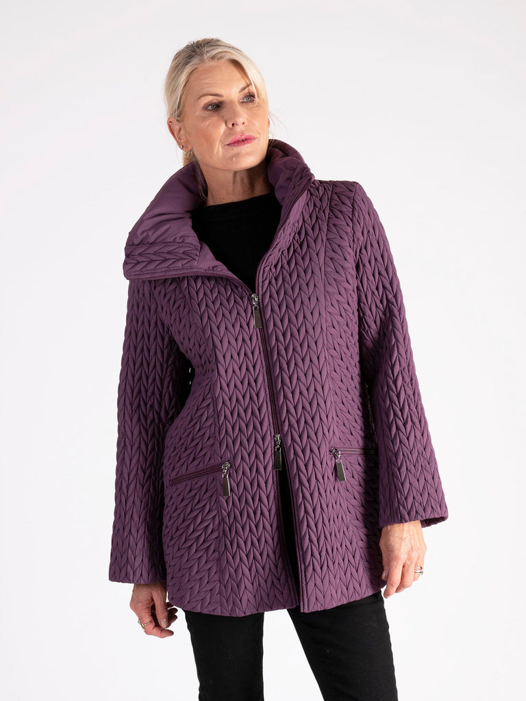 Hyacinth Cable Embroidered Quilted Coat | Chesca Direct