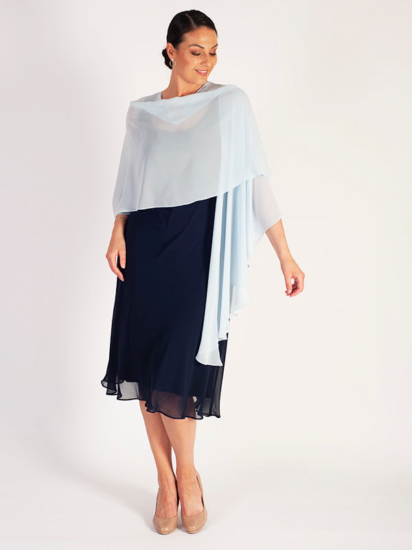 Navy Multi Layered Chiffon Dress | Chesca Direct