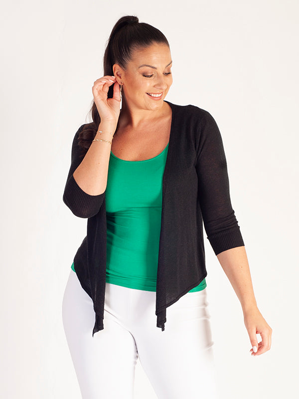 Black Multiway Silk Mix Cardigan – Versatile Luxury | Chesca Direct