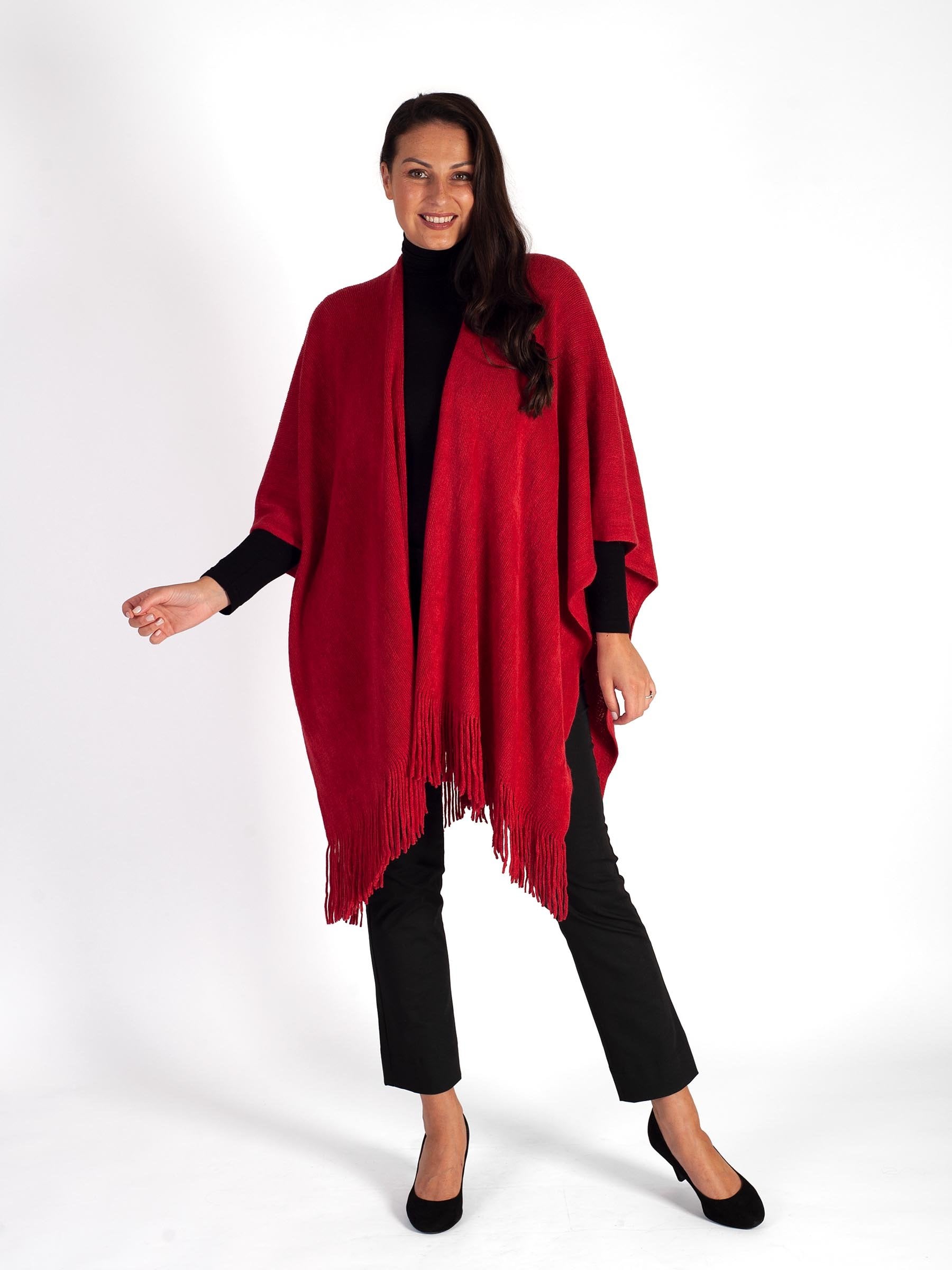 Ruby Knitted Wrap with Fringed Edging | Chesca Direct